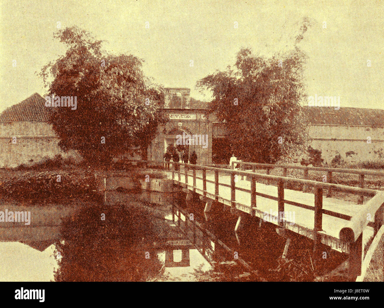 A depiction of Fort Nieuw Victoria from the land side, showing its ...