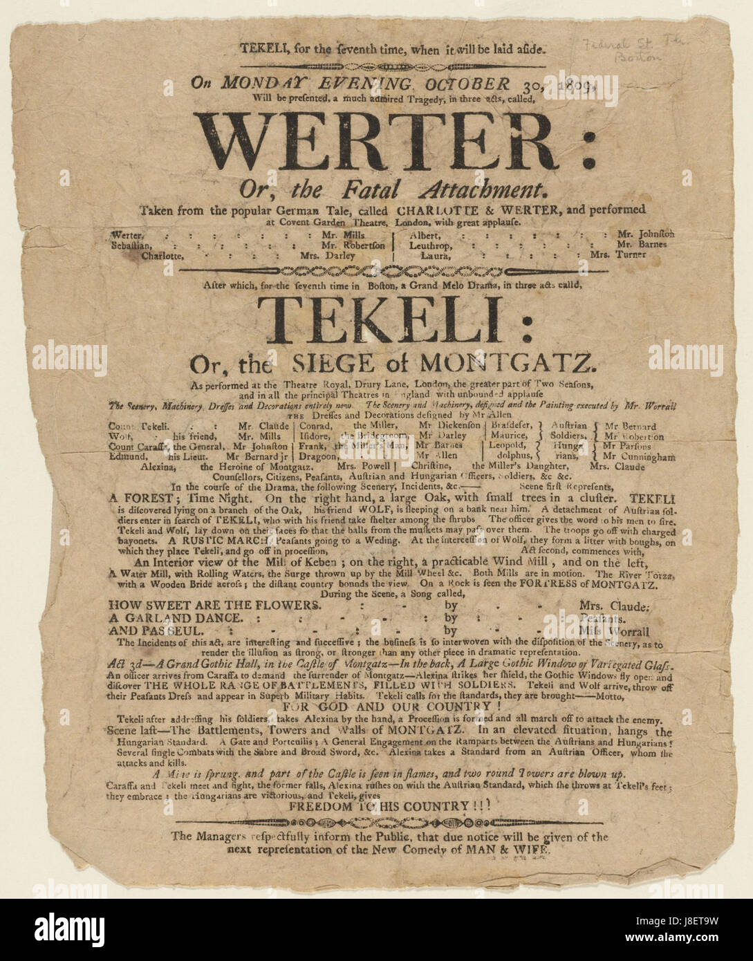 The Harvard Theatre Collection holds a playbill from a historical ...