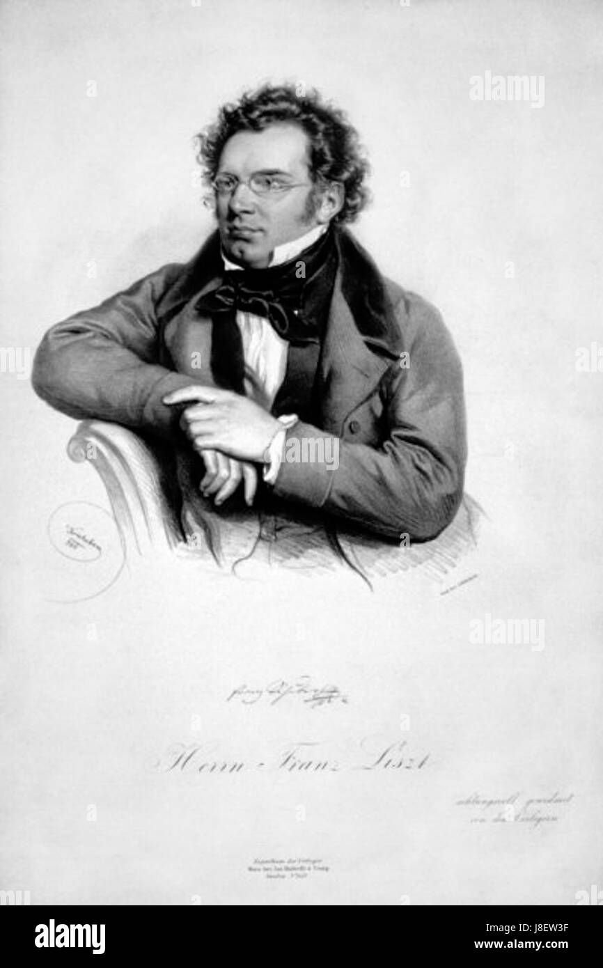An 1846 lithograph of Franz Schubert, depicting the famous Austrian ...