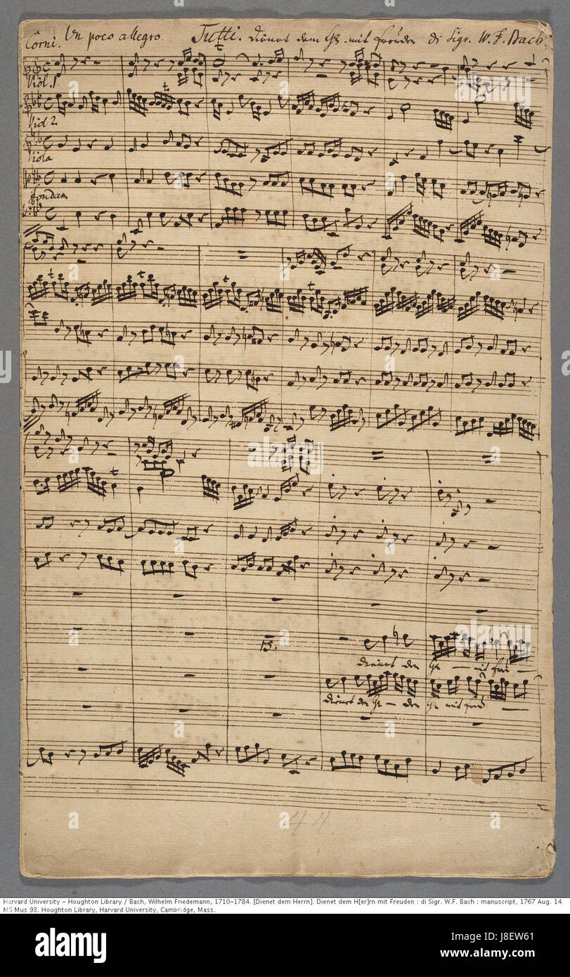 This manuscript, MS Mus 93, attributed to Wilhelm Friedemann Bach ...