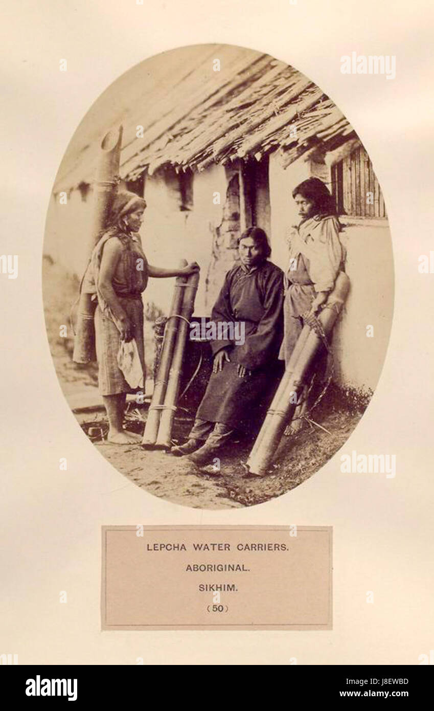 This image depicts Lepcha water carriers, an indigenous community from ...