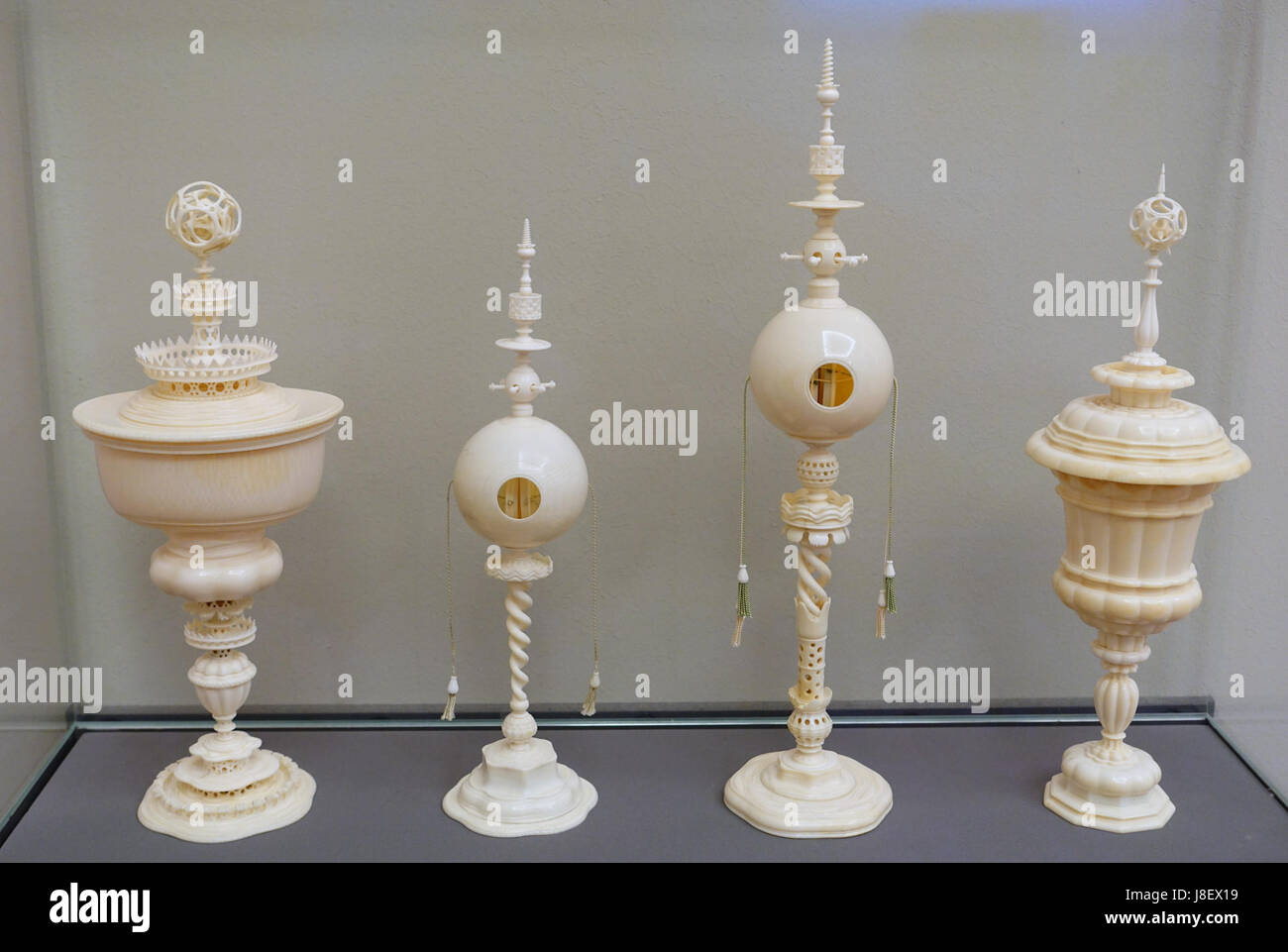 Ivory works hollow spheres by Lorenz Zick, c. 1650, covered cups by ...