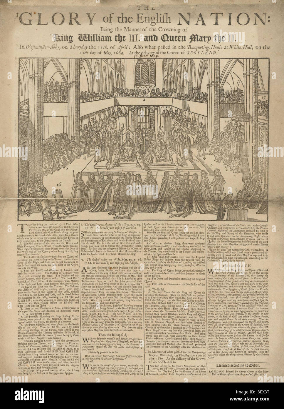 This image depicts the crowning of William and Mary in 1689, marking a ...
