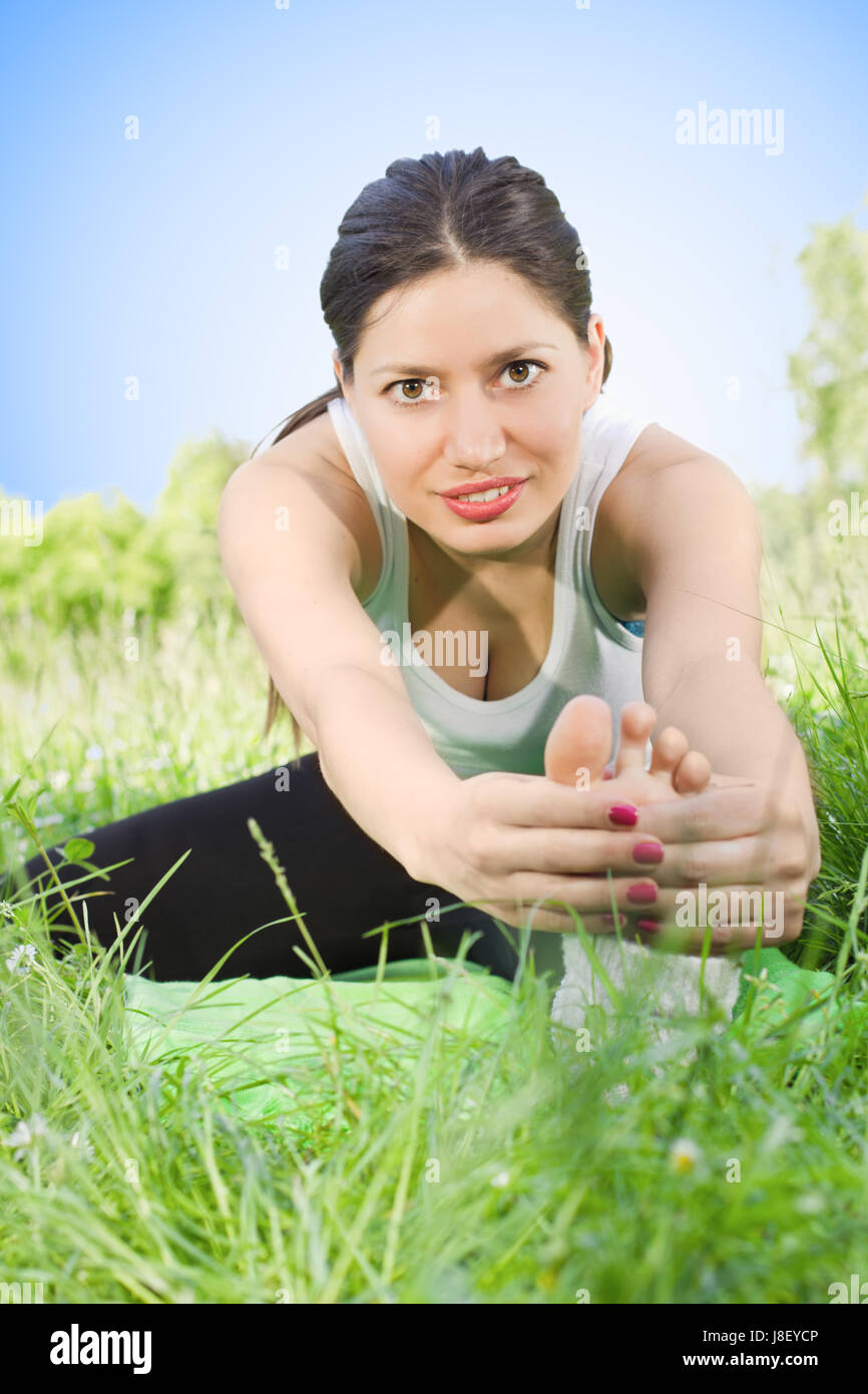 woman, strain, stretching, activity, outdoors, workout, exercising ...