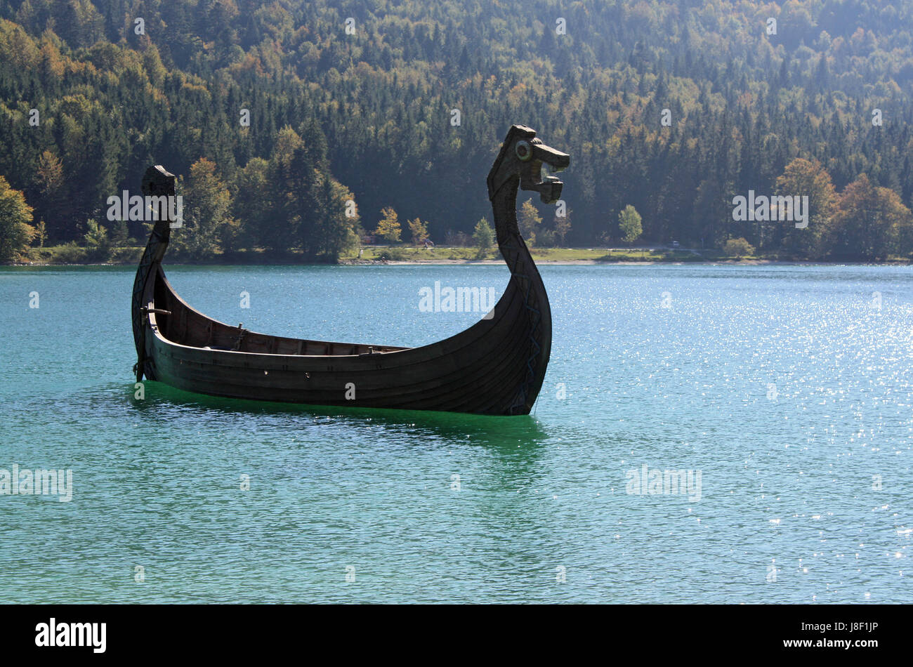 rowing boat, fall, autumn, tree, trees, mountains, deciduous tree ...