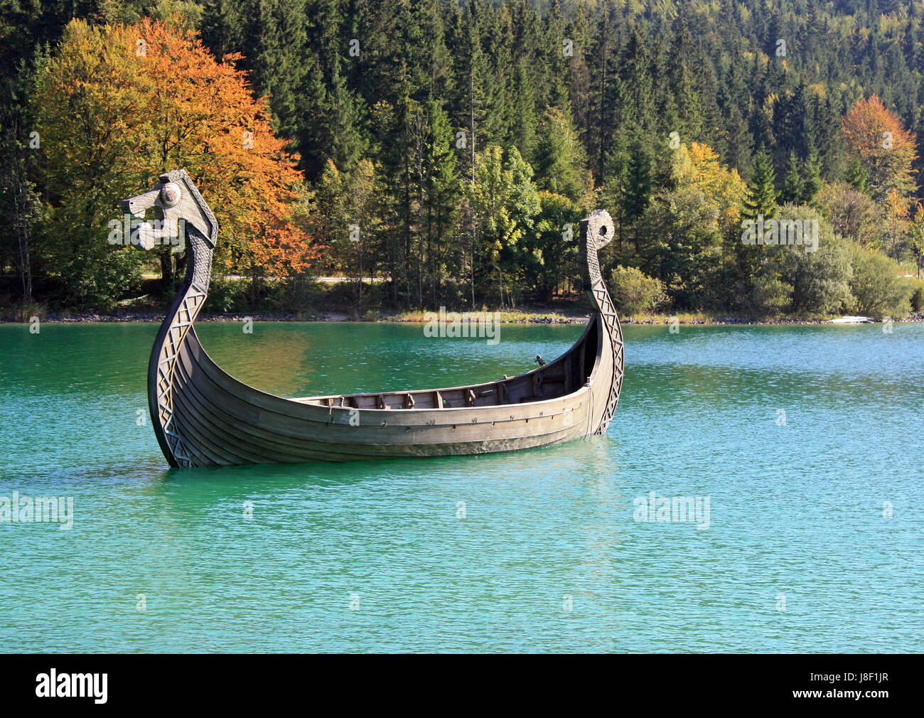 rowing boat, fall, autumn, tree, trees, mountains, deciduous tree ...