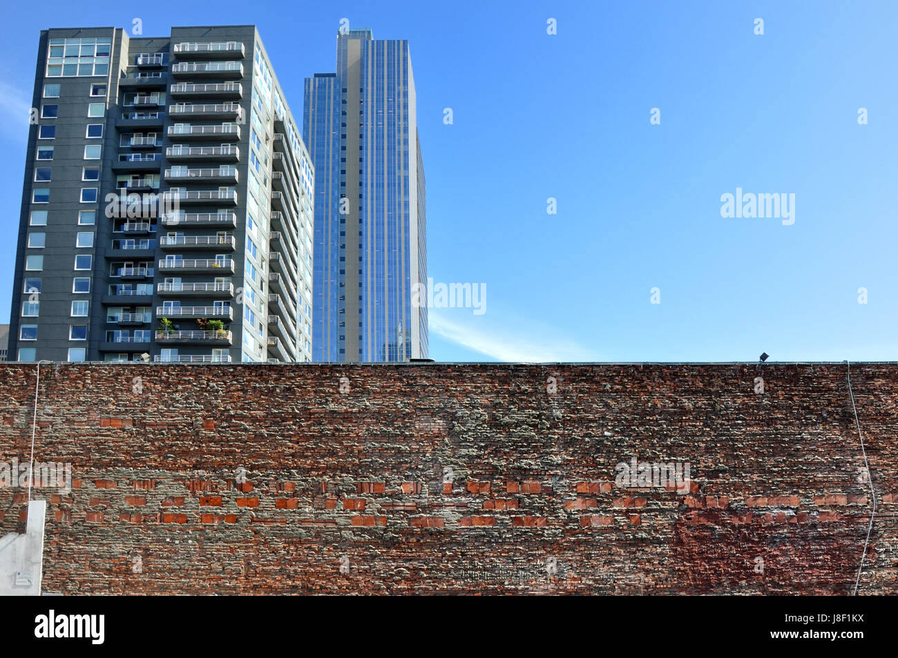 contrast, wall, america, downtown, bricks, skyscrapers, skyscraper ...