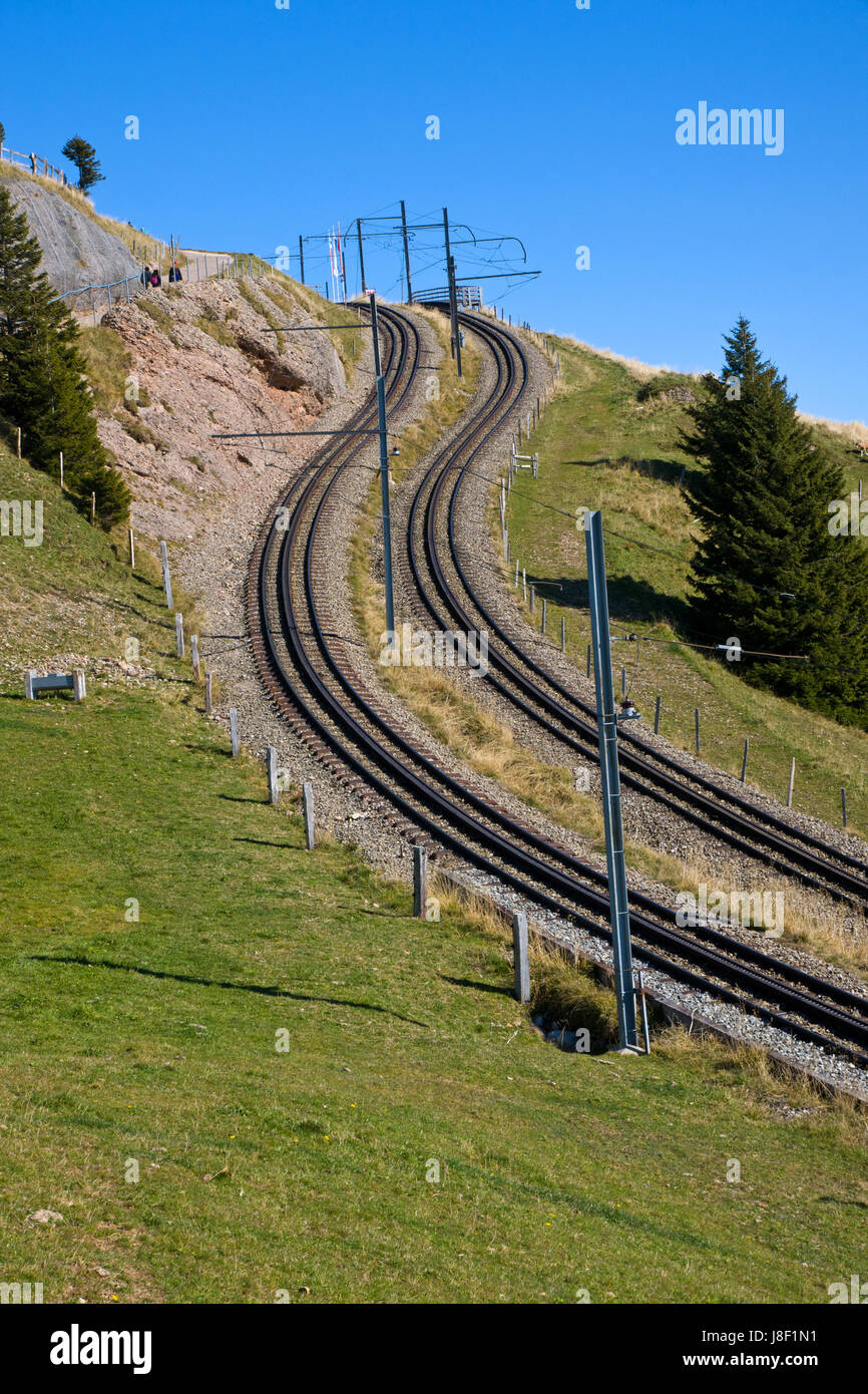 alps, tracks, switzerland, mountain railway, railway, rails, cog ...