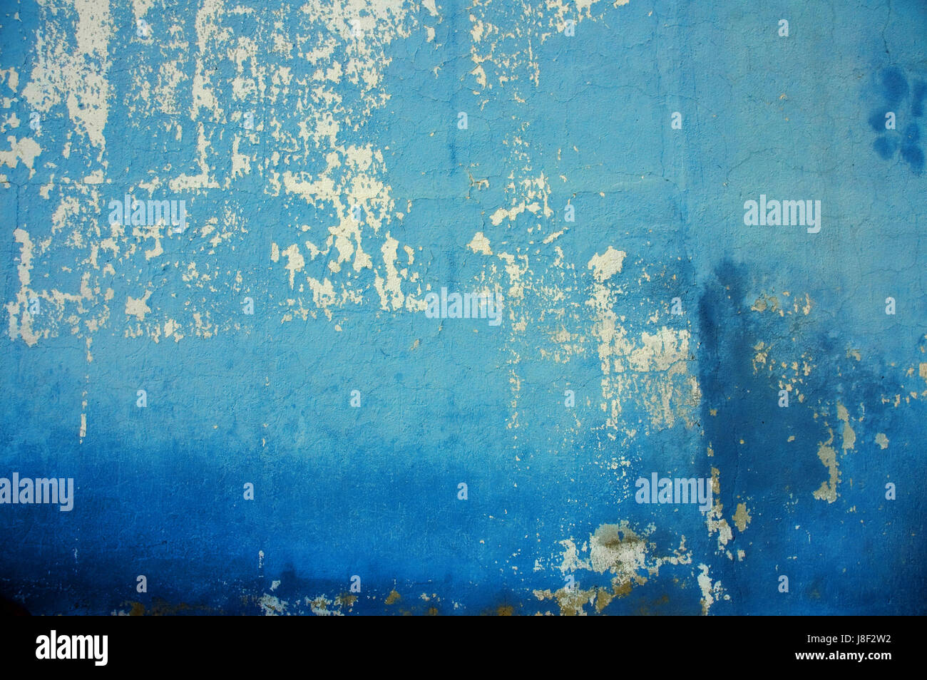 blue, colour, wall, paint, fissured, cracked, old, weather beaten ...