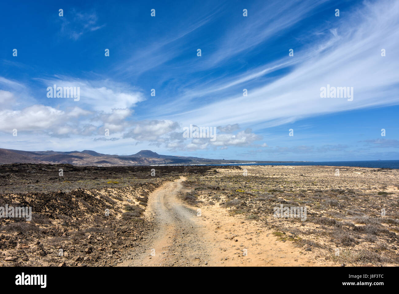 Beautiful coastal landscape in Lanzarote. Hiking in the North-West ...