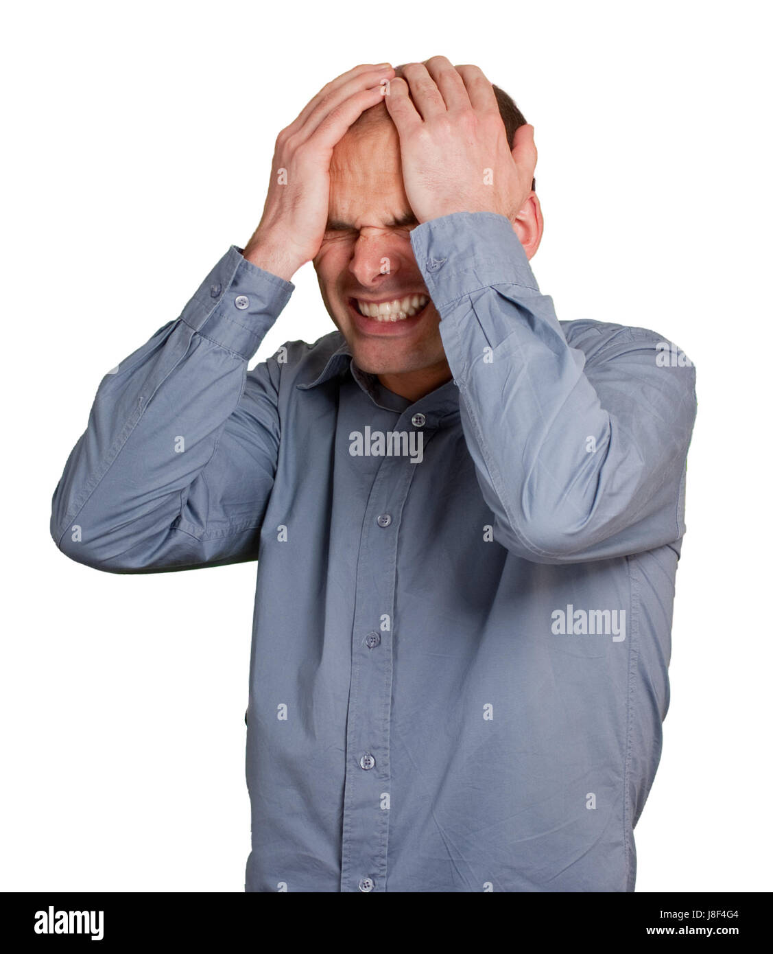 Gesture blue pain business hi-res stock photography and images - Alamy