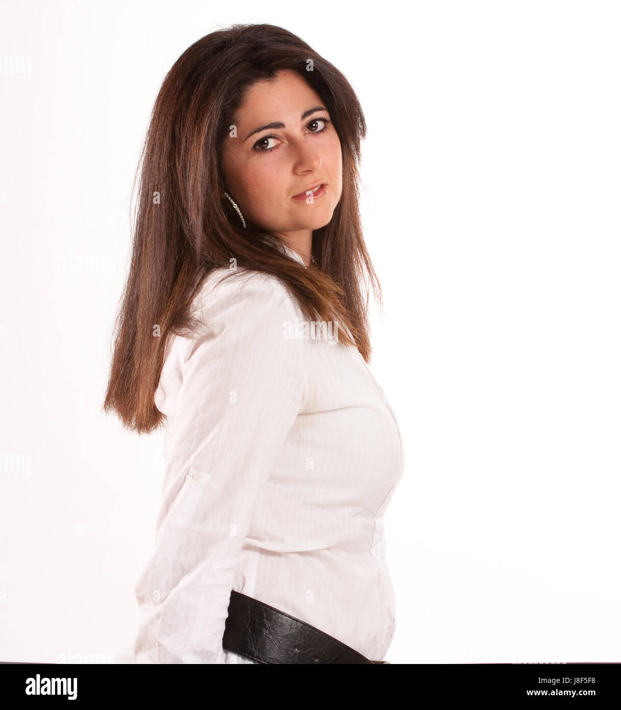 woman, isolated, brown, brownish, brunette, portrait, blank, european ...