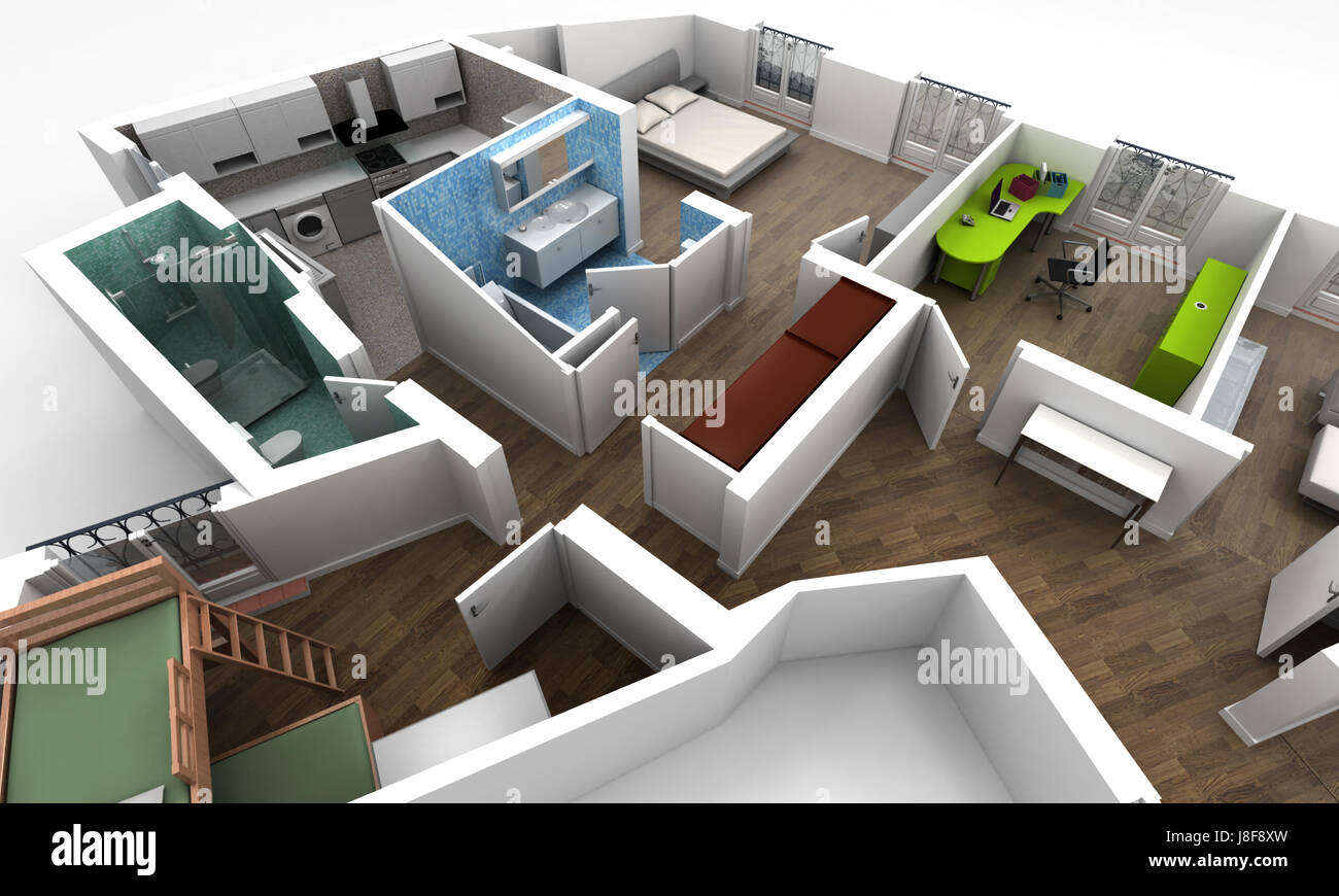 hall, house, building, office, corridor, furniture, model, design ...