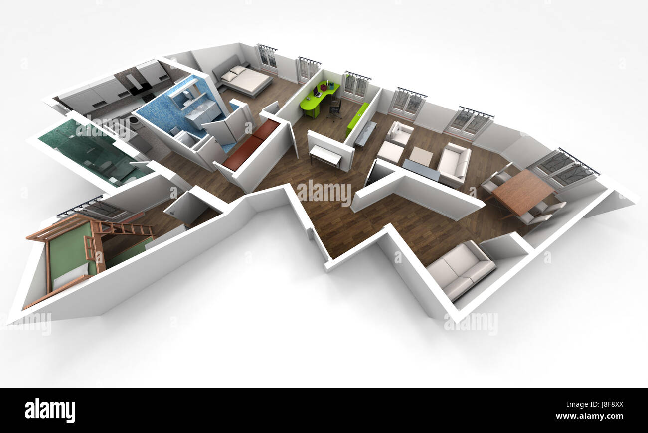 hall, house, building, office, corridor, furniture, model, design ...