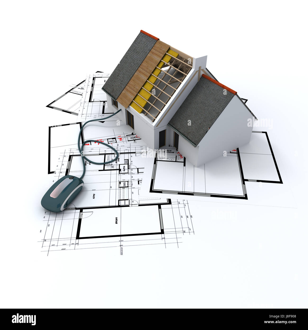 house, building, model, design, project, concept, plan, draft, black ...