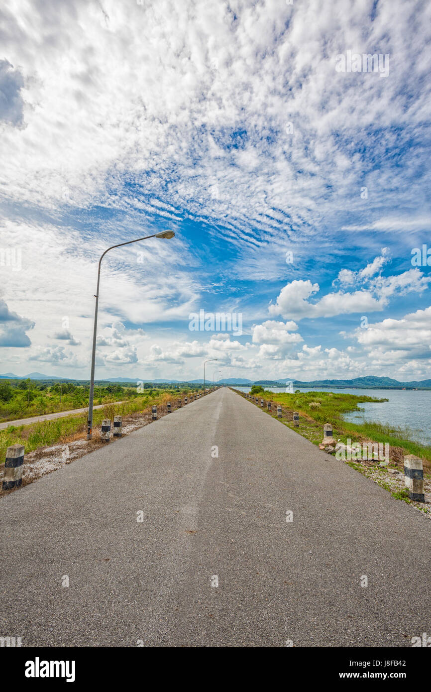 The road on the dam to store water Stock Photo - Alamy