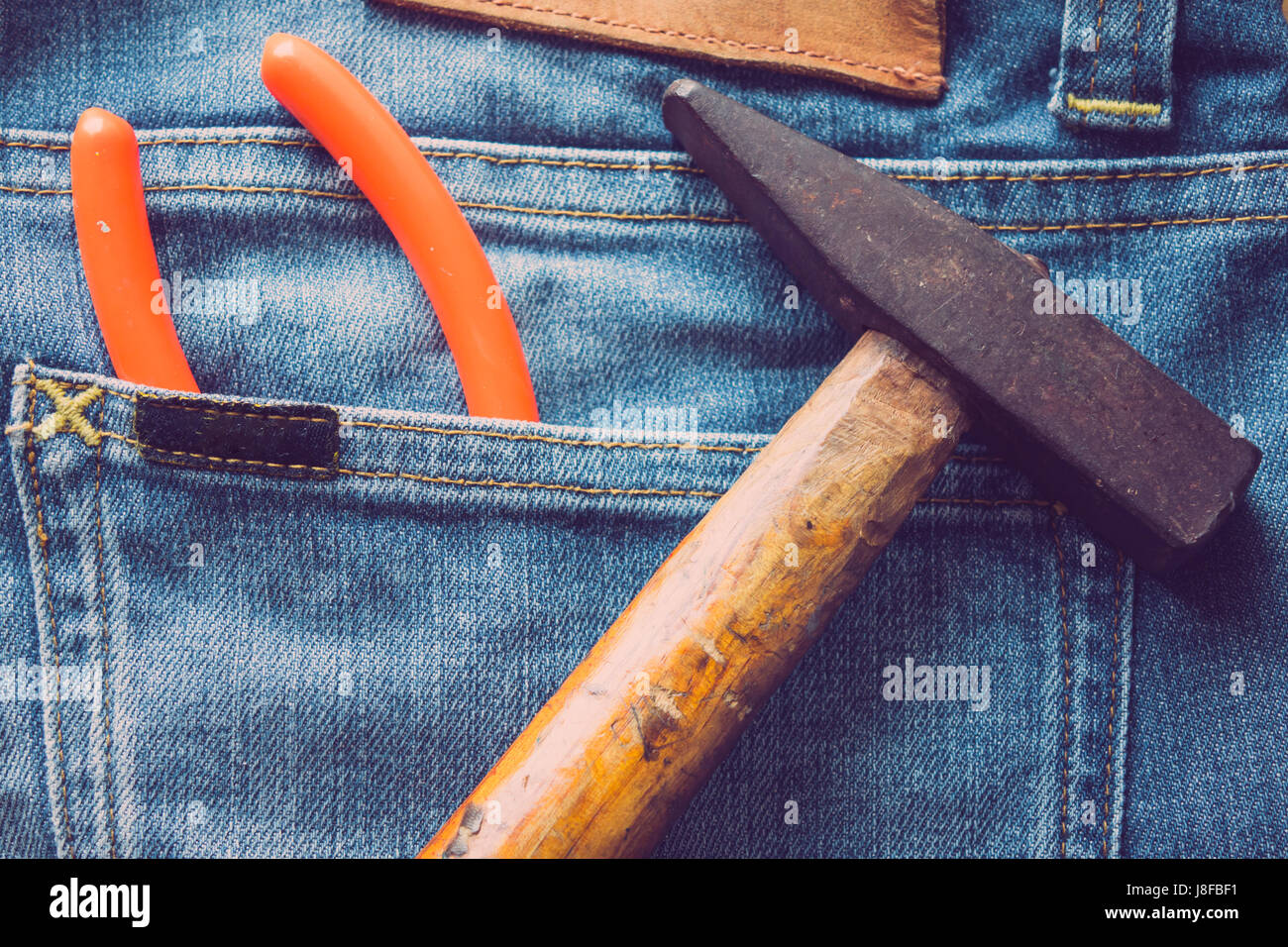 Blue jeans and equipment mechanic Stock Photo - Alamy