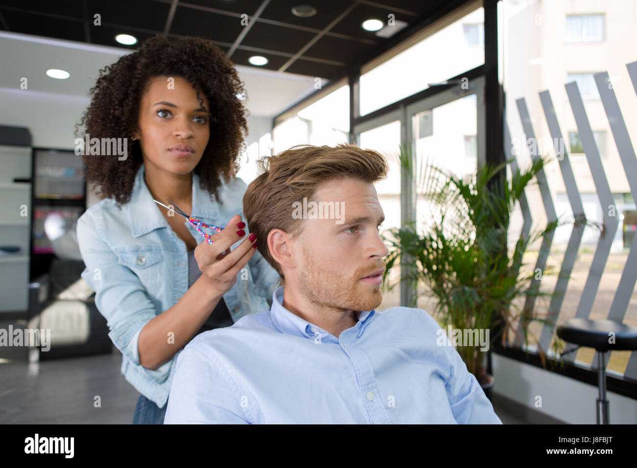 cutting a man's hair Stock Photo - Alamy