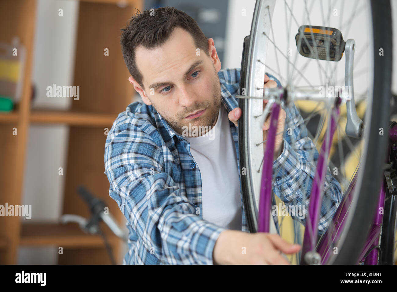 knowing the bike's defect Stock Photo - Alamy