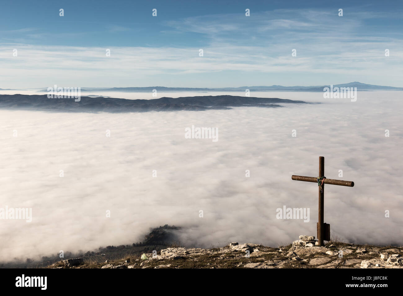 Wooden cross on mountain top hi-res stock photography and images - Alamy