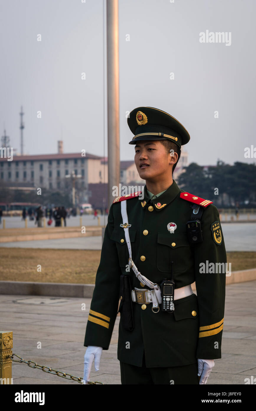 Guard soldier, Tiananmen Square, Beijing, China Stock Photo - Alamy