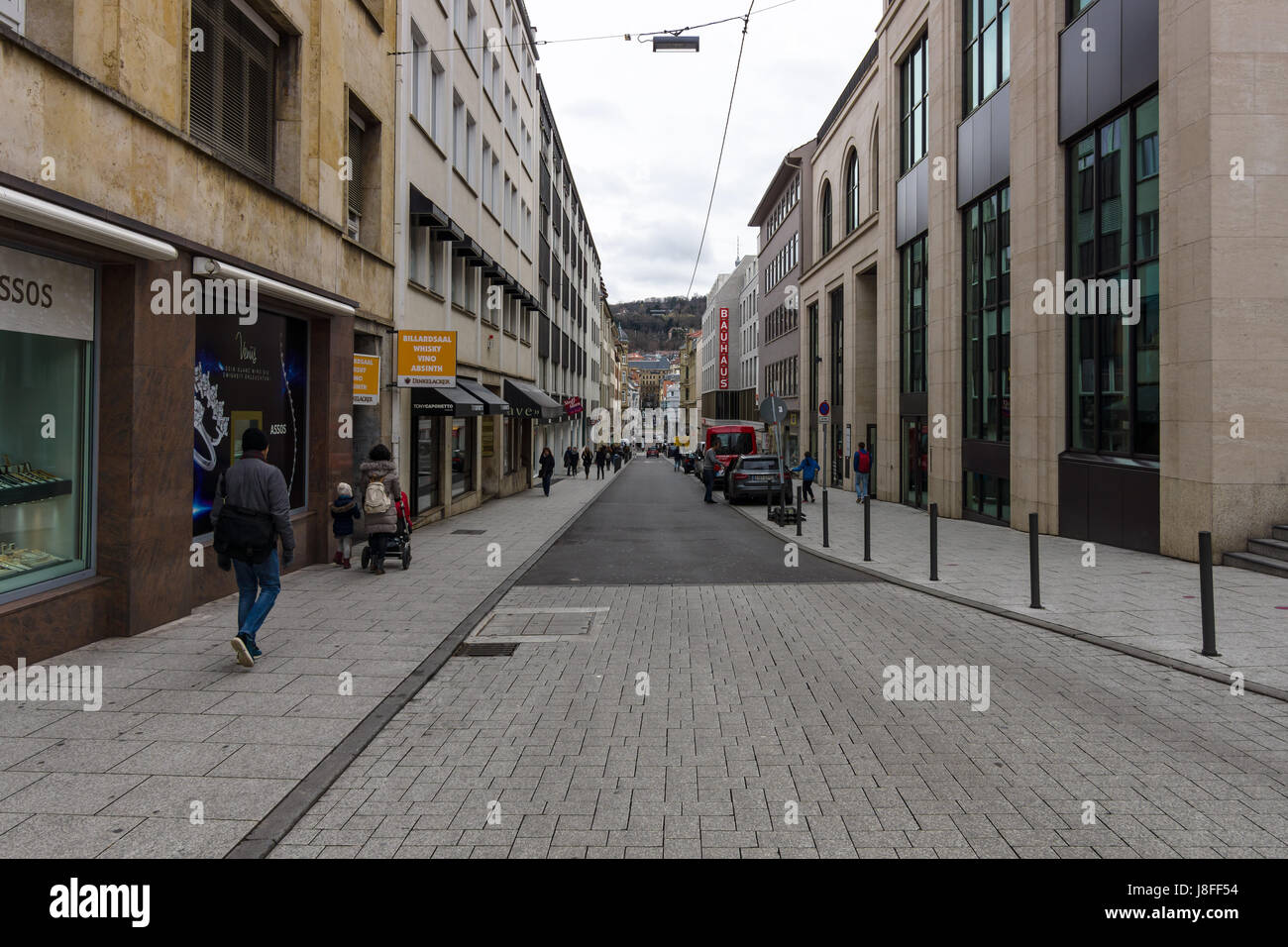 One of the shopping streets in the historical center. Stuttgart is the ...