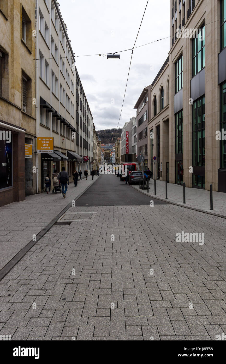 One of the shopping streets in the historical center. Stuttgart is the ...