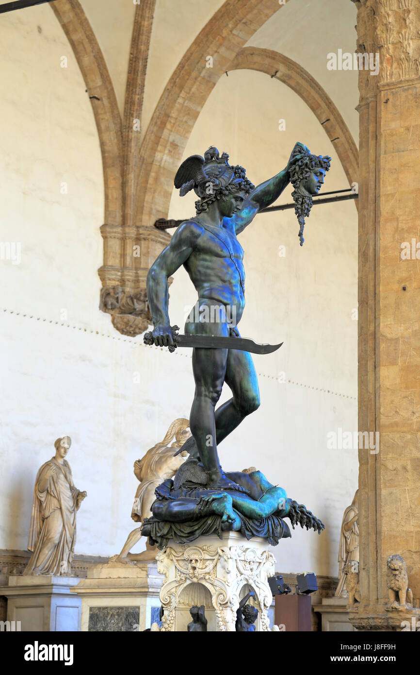 Cellini's Perseus with the head of Medusa in the Loggia dei Lanzi or ...
