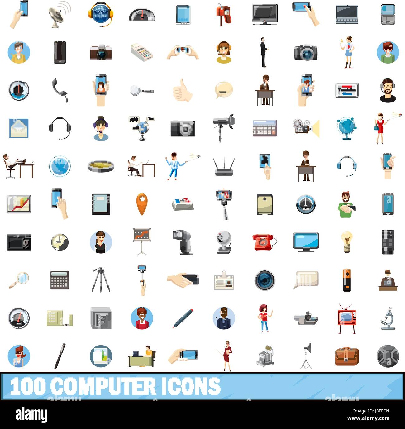 100 computer icons set, cartoon style Stock Vector Image & Art - Alamy