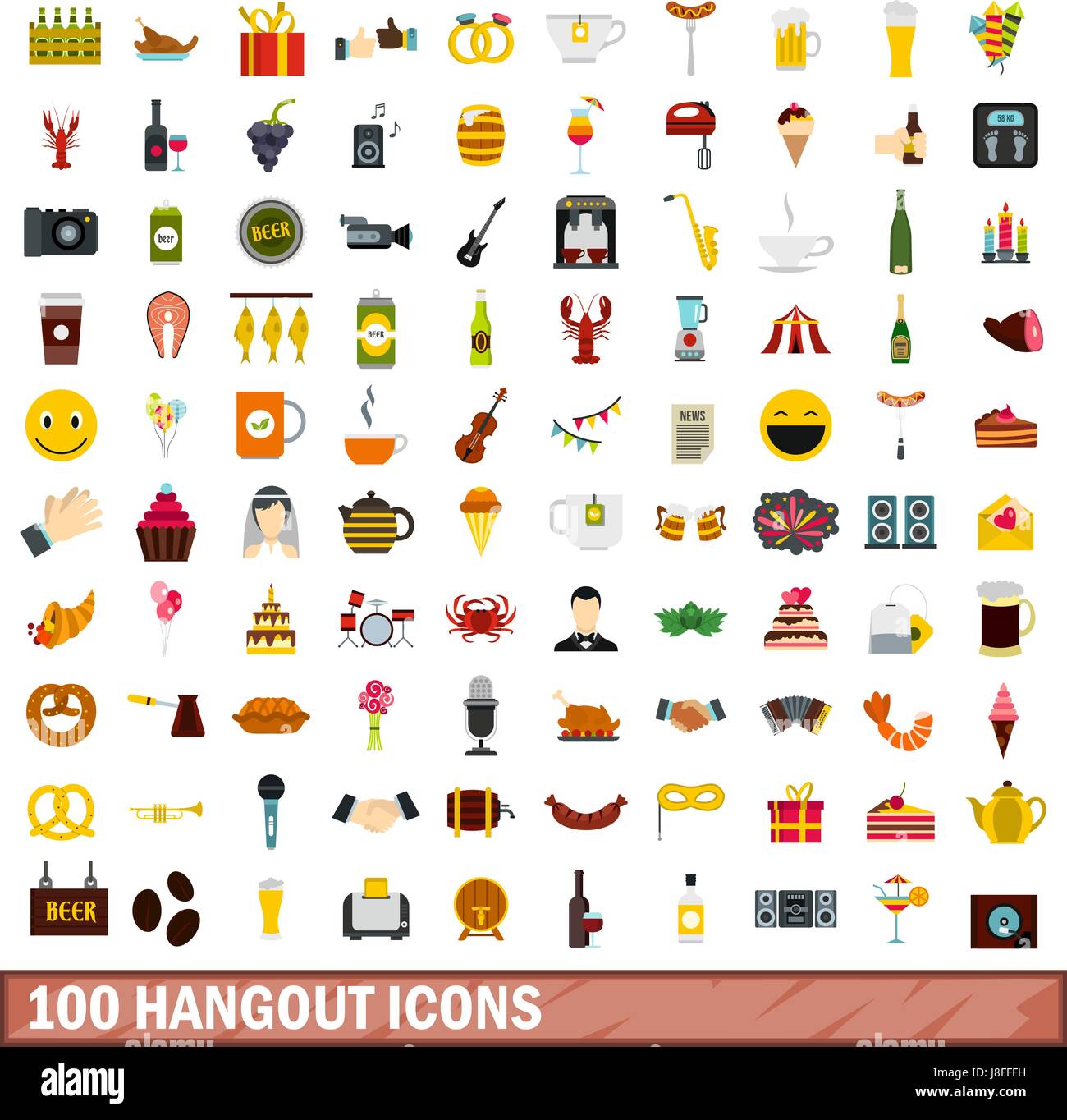 100 hangout icons set, flat style Stock Vector Image & Art - Alamy