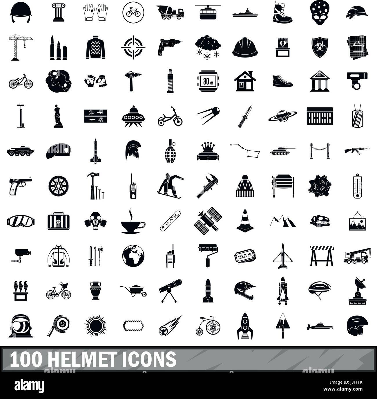 100 helmet icons set, simple style Stock Vector Image & Art - Alamy