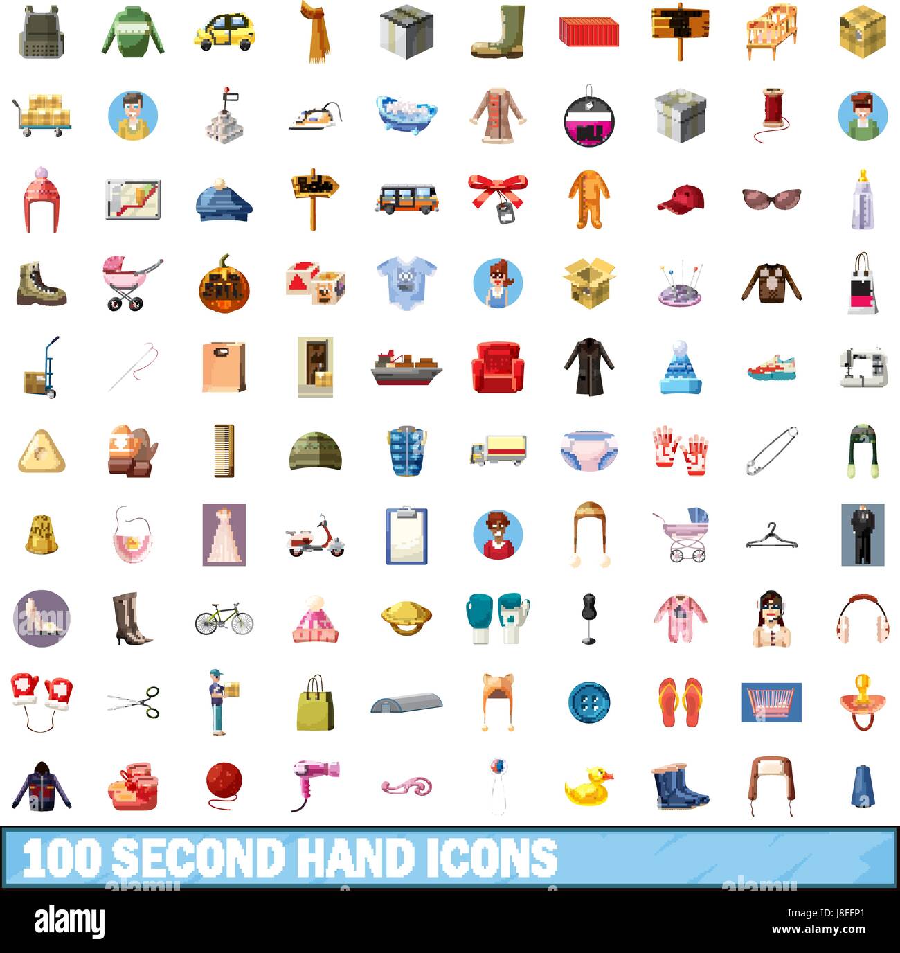 100 second hand icons set, cartoon style Stock Vector Image & Art - Alamy