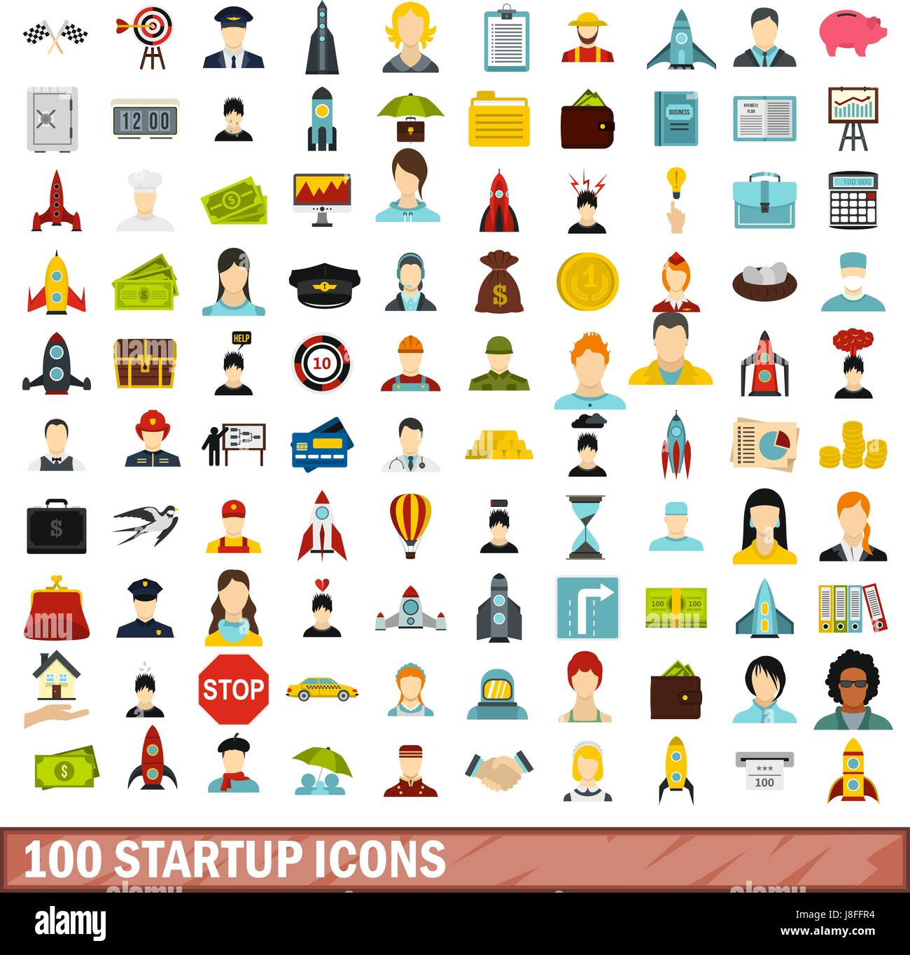 100 startup icons set, flat style Stock Vector Image & Art - Alamy