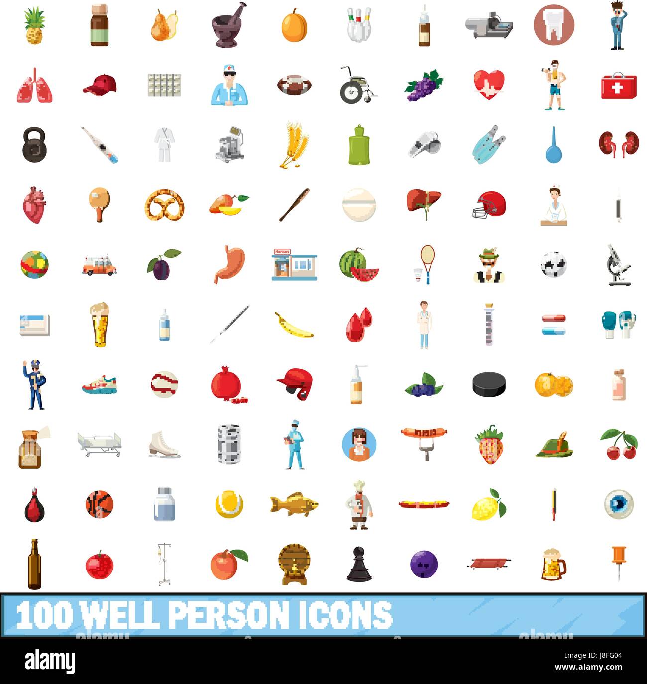 100 well person icons set, cartoon style Stock Vector Image & Art - Alamy