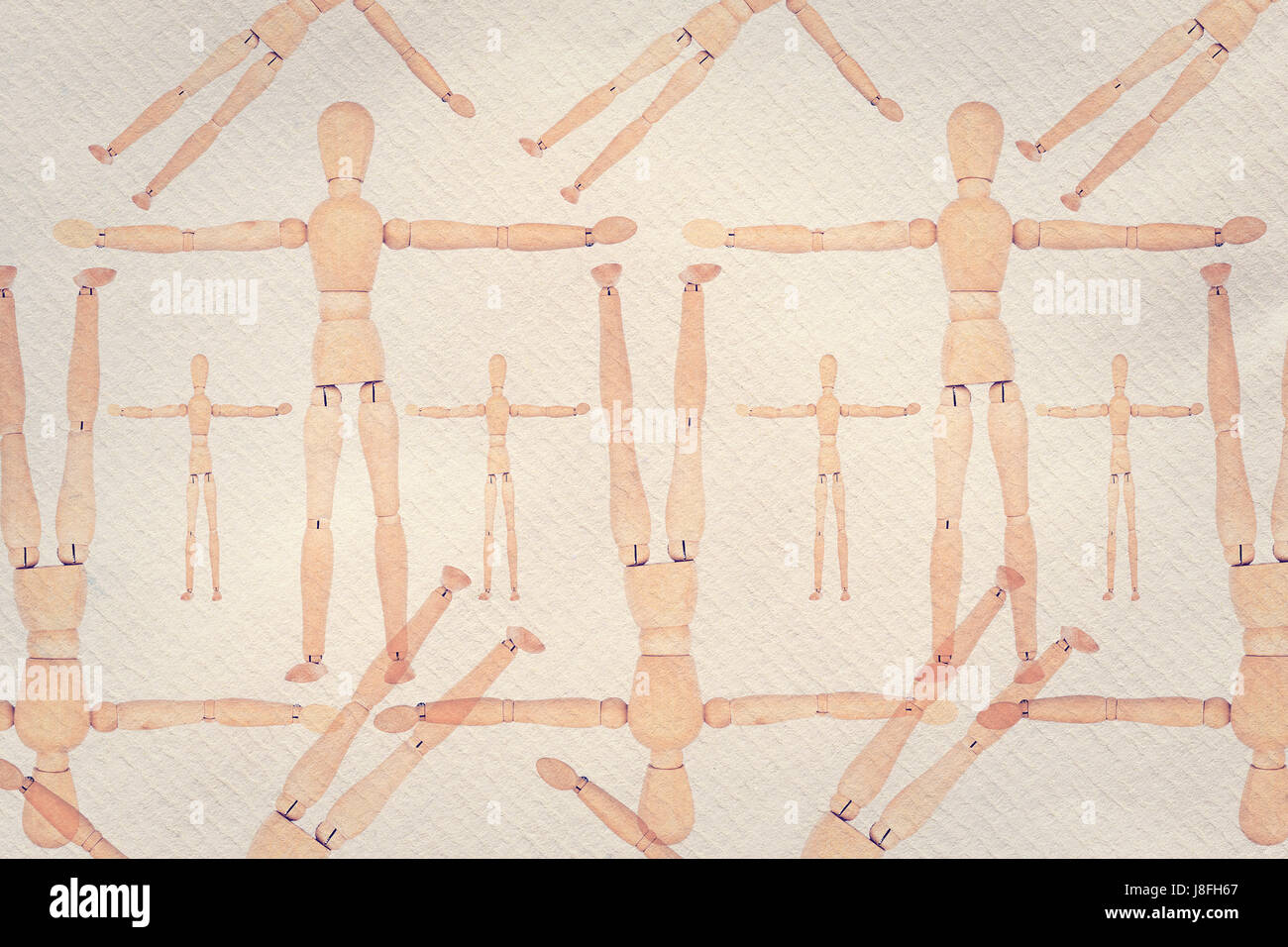 Designed paper texture background with wooden dummies motifs Stock ...