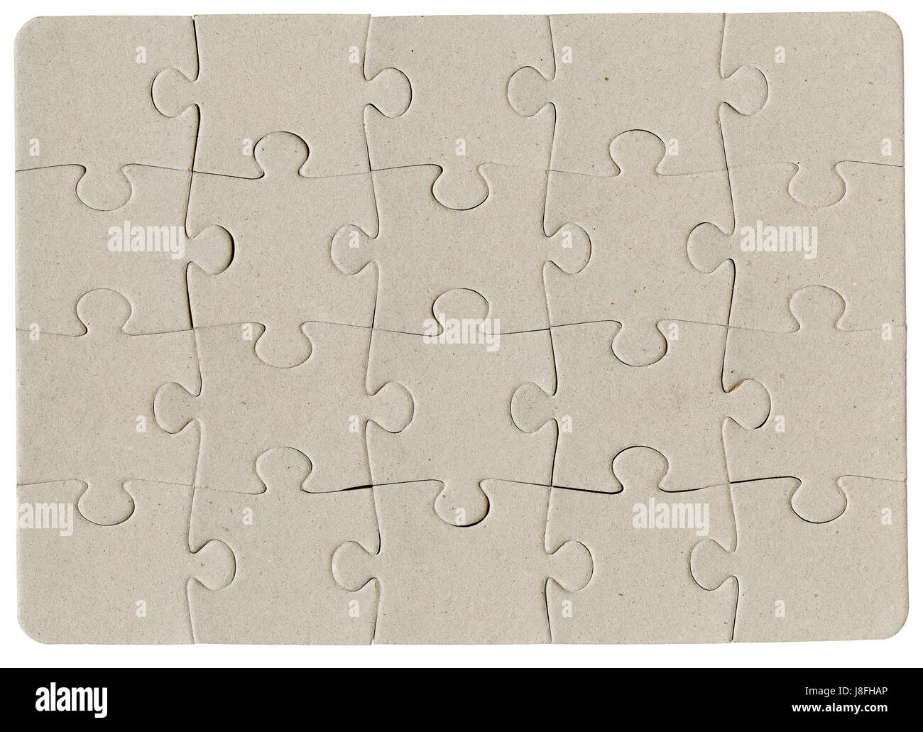Brown cardboard jigsaw puzzle isolated on white Stock Photo - Alamy