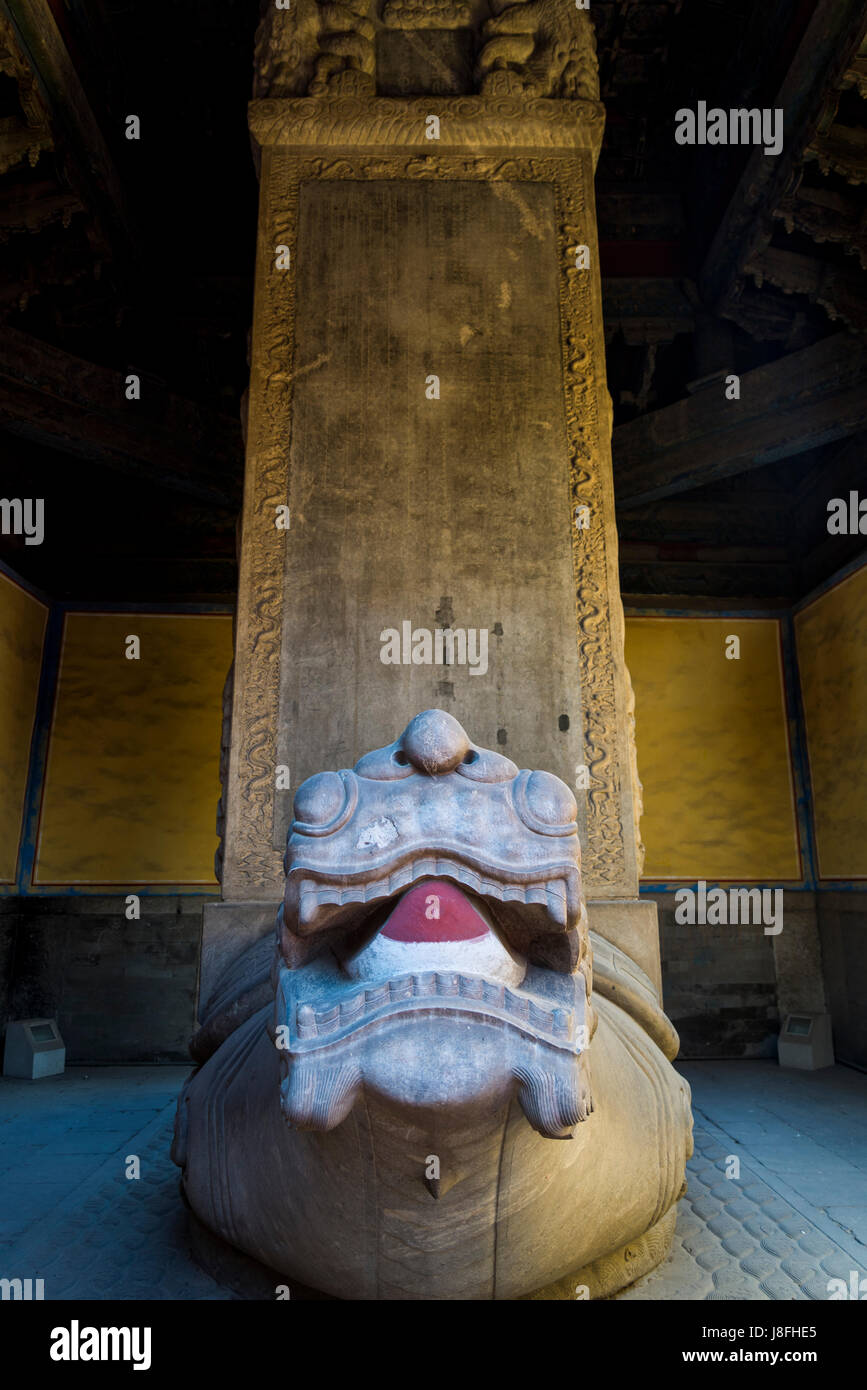 Stone sculpture of Bixi, a figure from Chinese mythology made of turtle ...