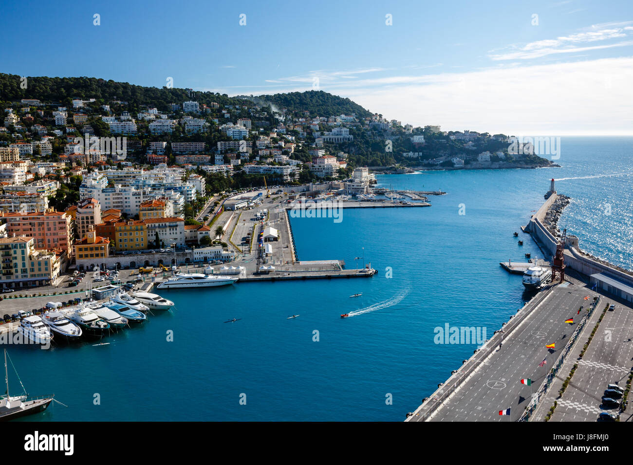 Aerial View on Port of Nice and Luxury Yachts, French Riviera, France ...
