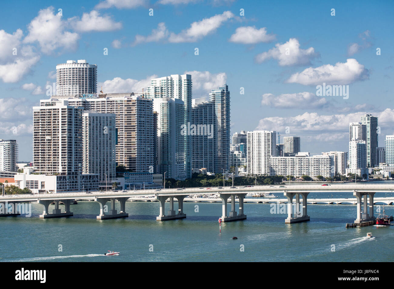 View of the Miami skyline from Biscayne Bay Stock Photo - Alamy