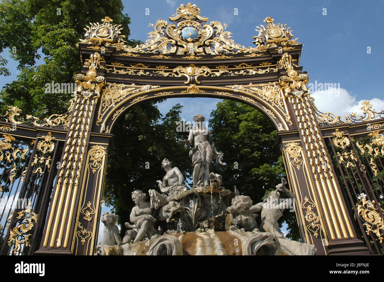 statue, goal, passage, gate, archgway, gantry, golden, france, fountain ...