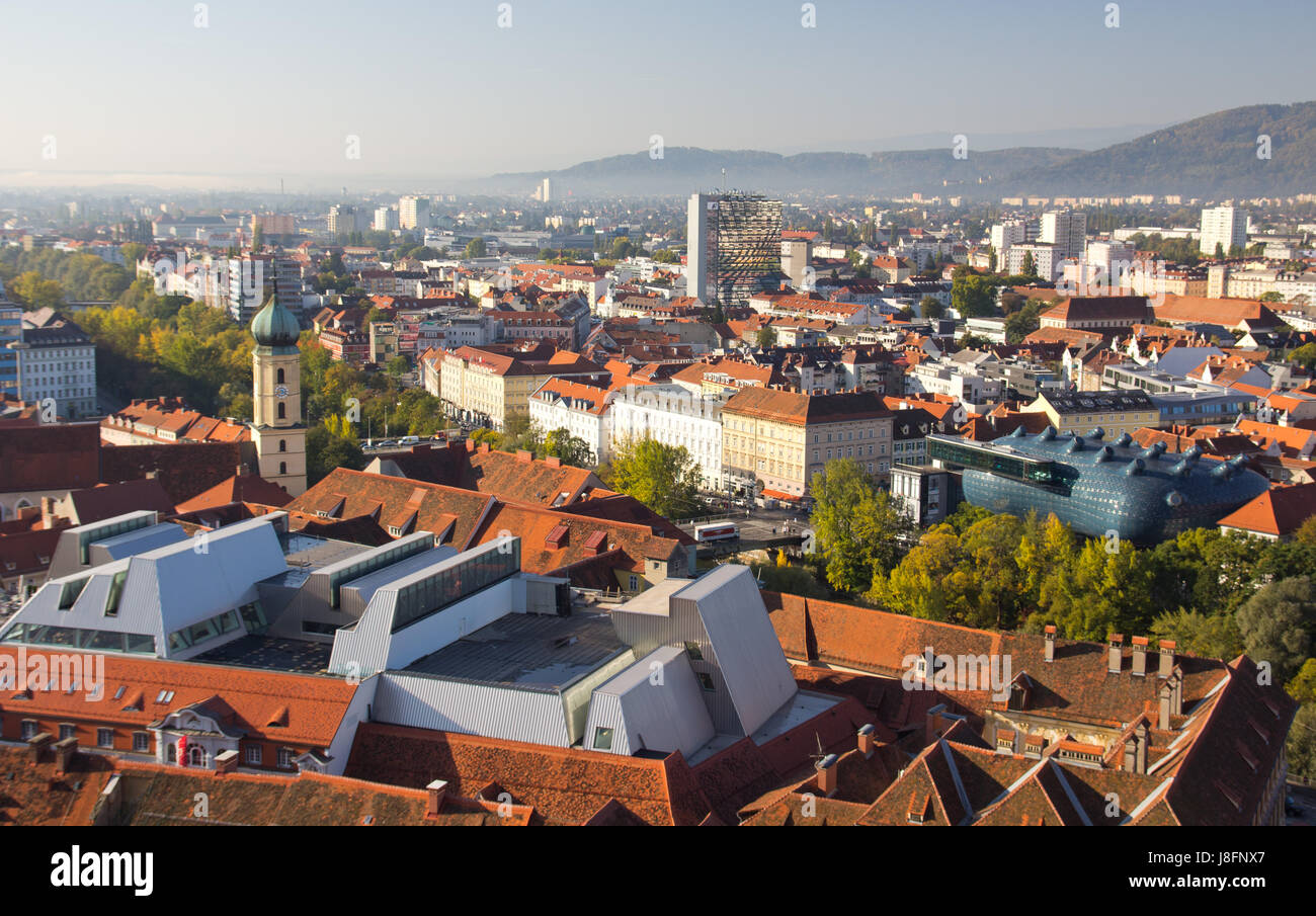 city, town, austrians, old town, europe, styria, house, building, tower ...