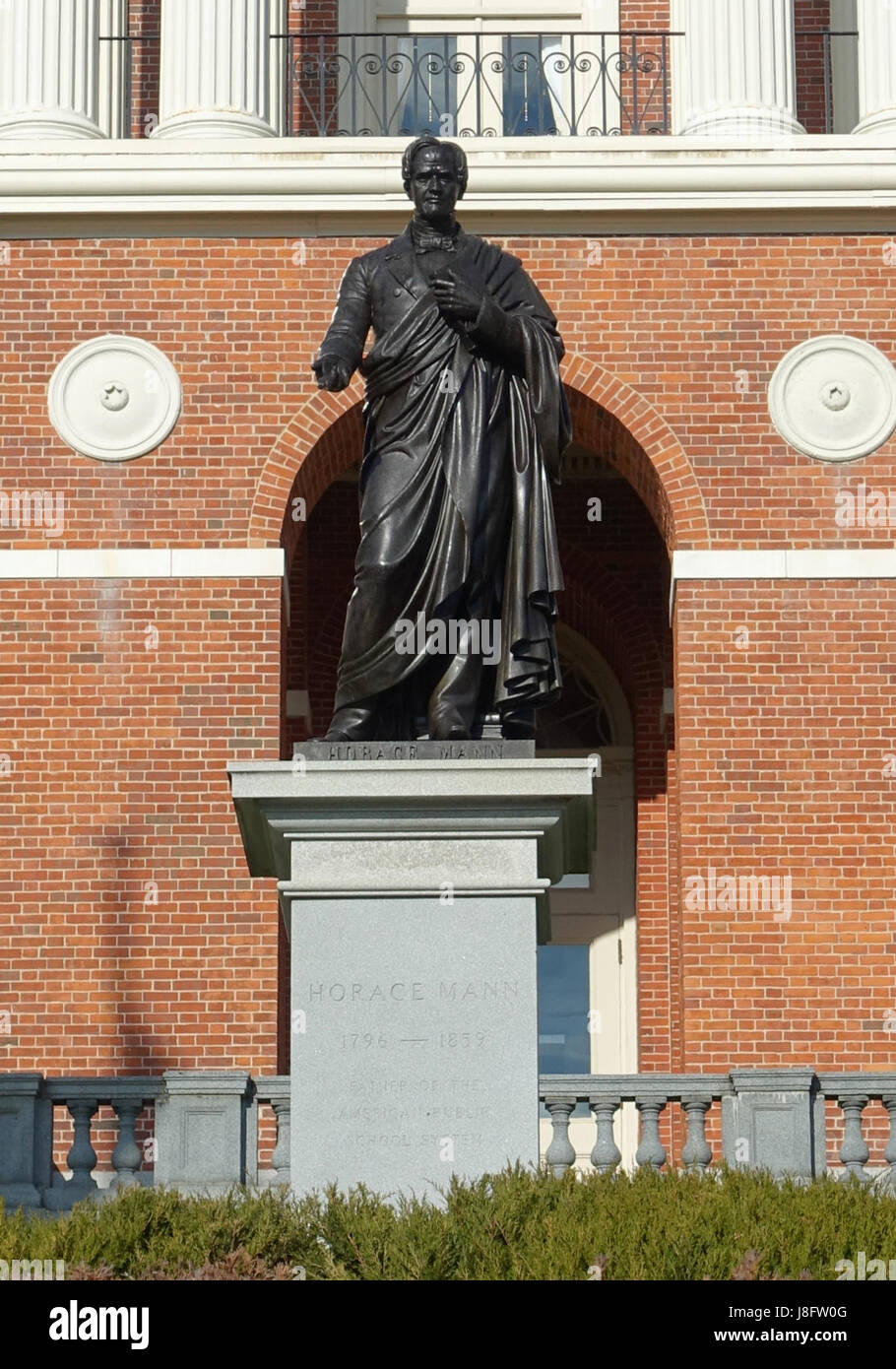The statue of Horace Mann, created by Emma Stebbins, stands in Boston ...