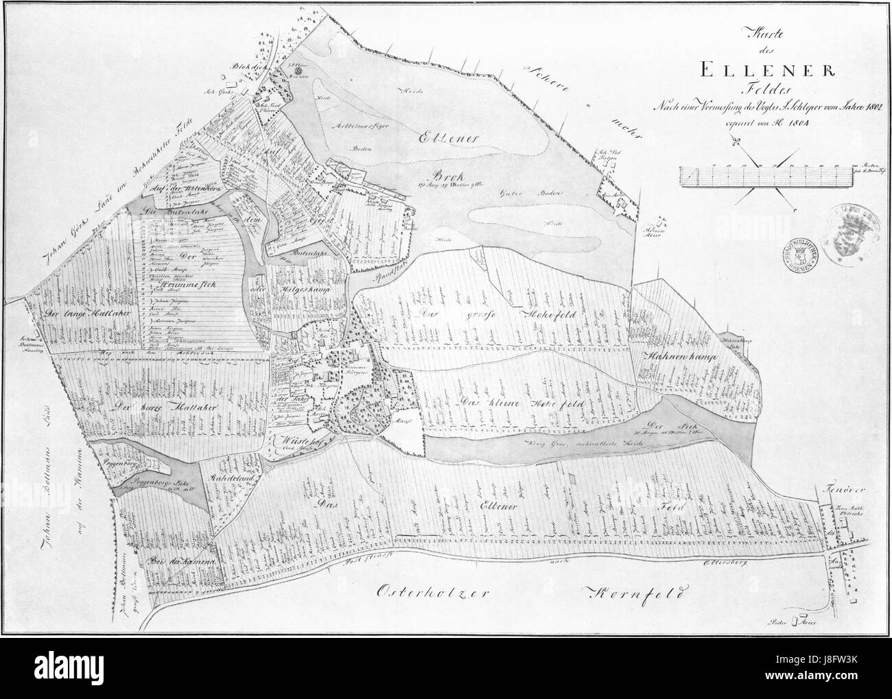 Karte des Ellener Feldes 1804 Stock Photo - Alamy