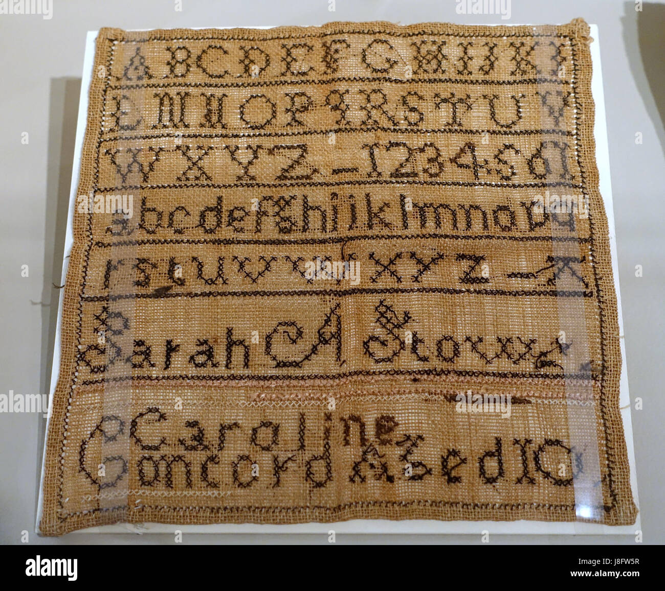 Marking sampler, Sarah A. Stow, Concord, early 1800s, linen Concord ...