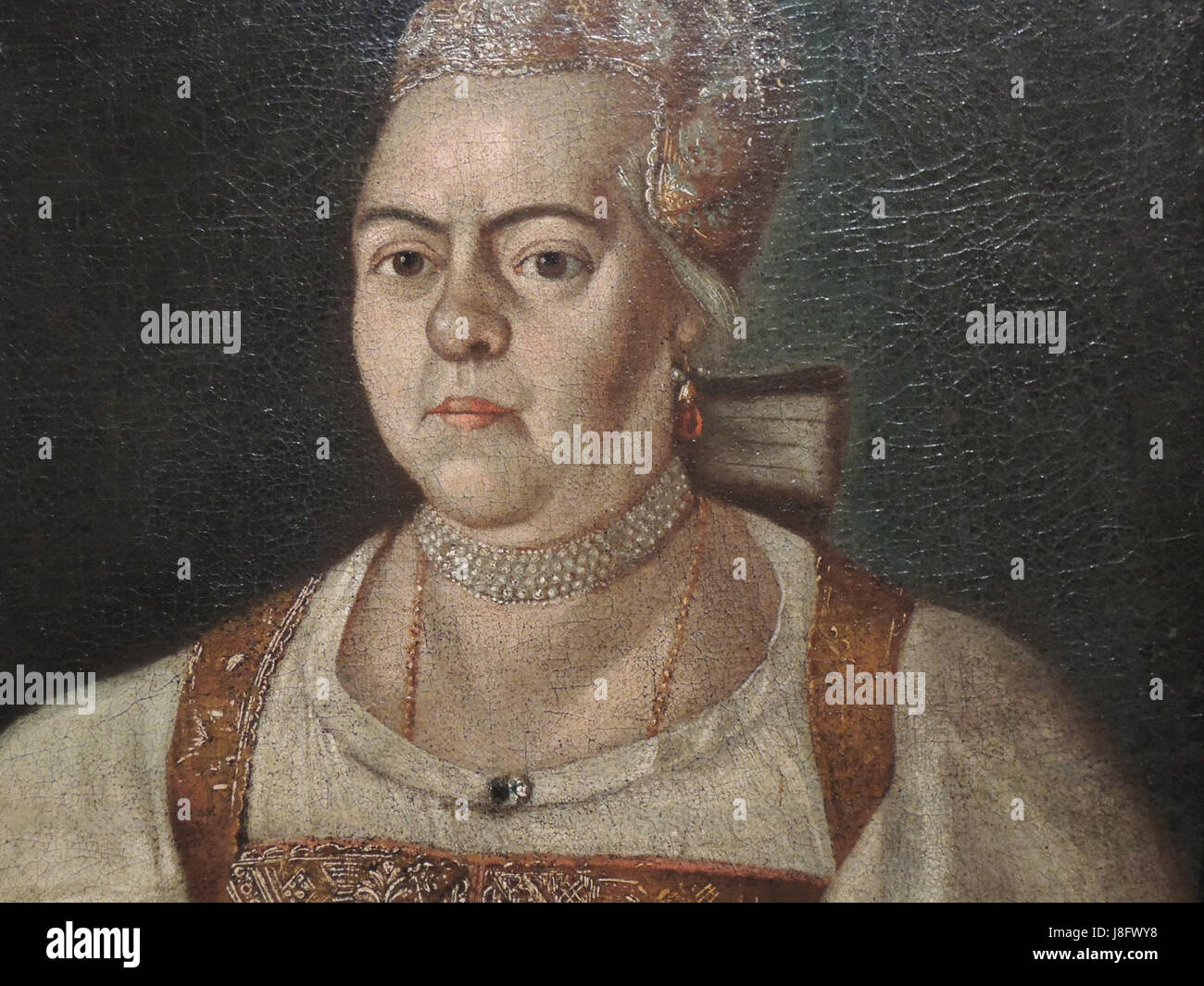 Merchant woman in red dushegreya by anonim (1770s, GIM) detail Stock ...