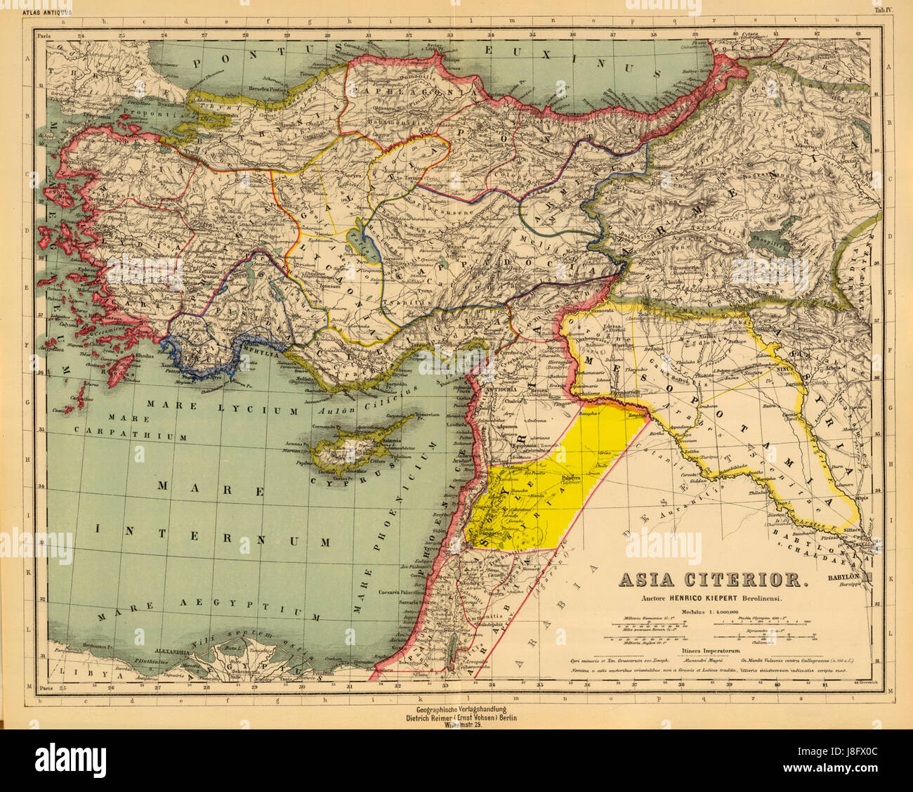 Heinrich Kiepert. Asia citerior. Coele Syria yellow Stock Photo - Alamy