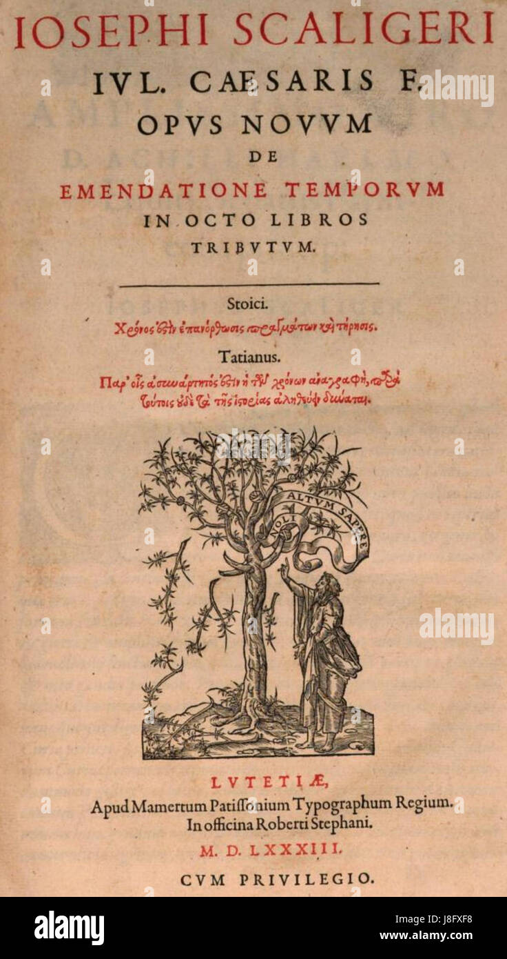 Joseph Justus Scaliger (1540 1609) Emendatione Temporum Stock Photo - Alamy