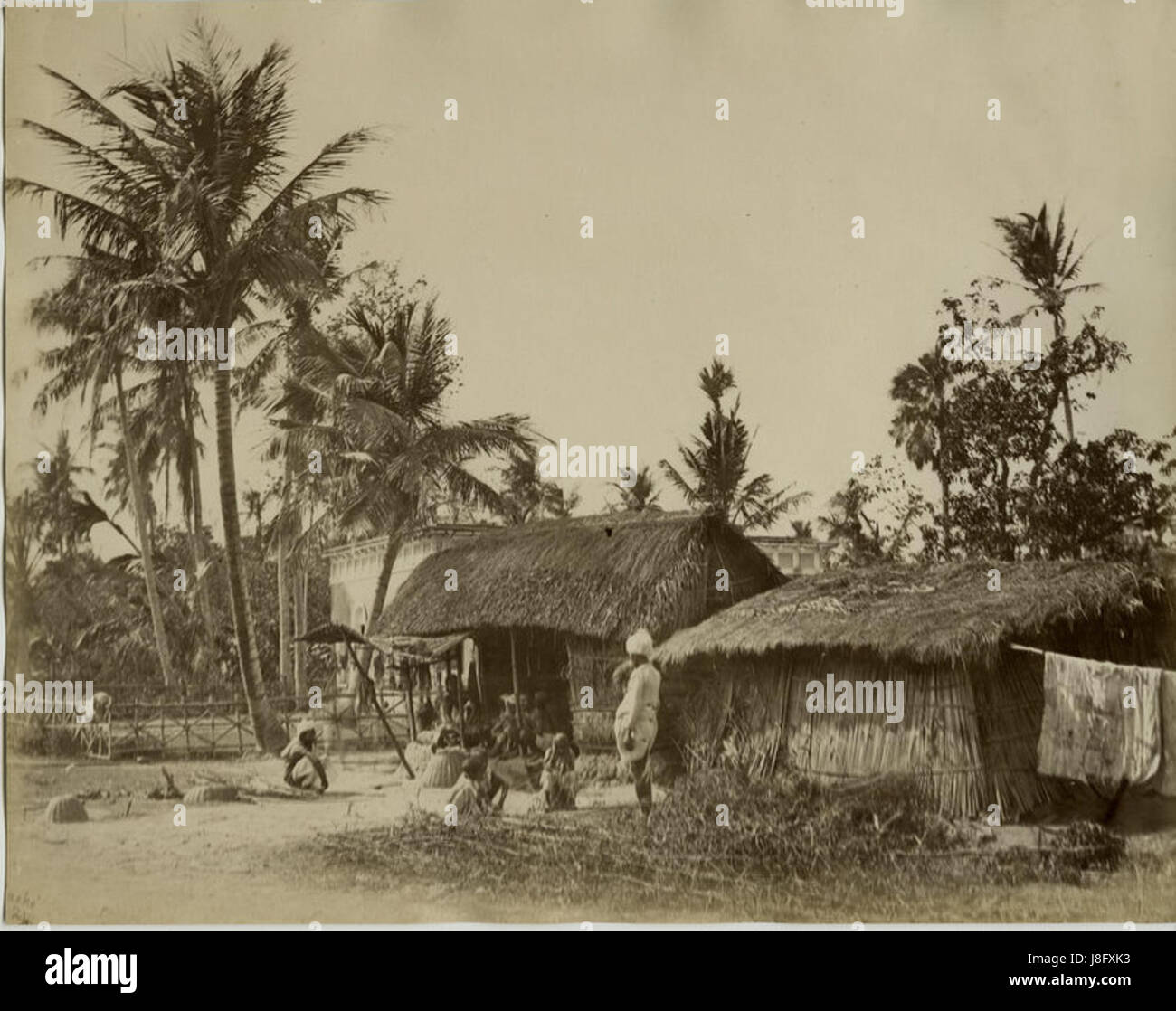 This scene depicts an Indian village in the 1880s, showcasing daily ...