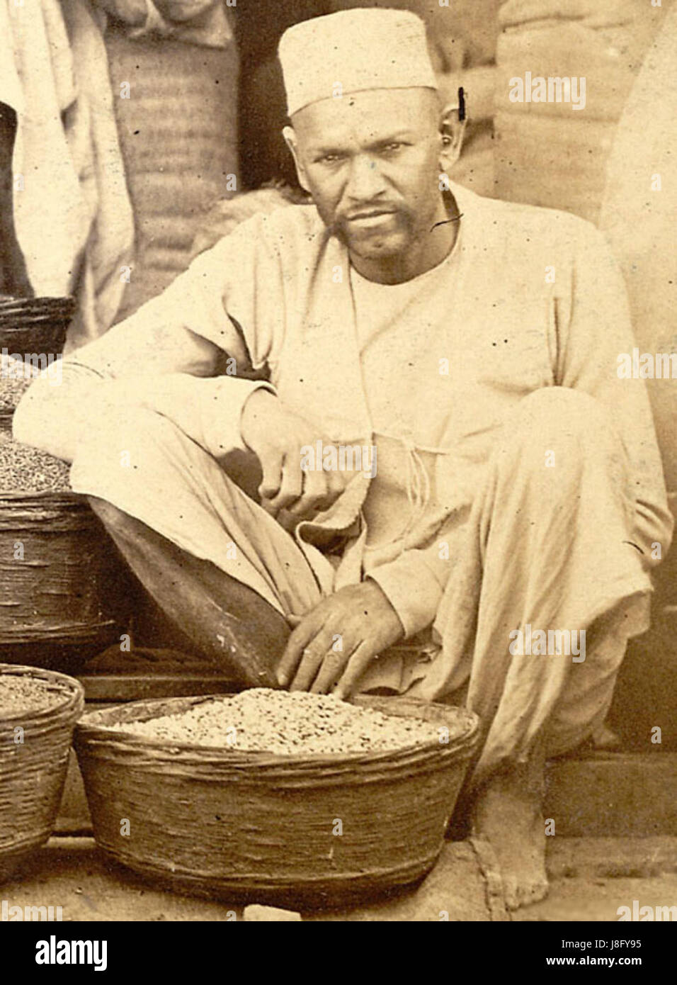 Grain sellers shop at Bombay in 1873 (2 Stock Photo - Alamy