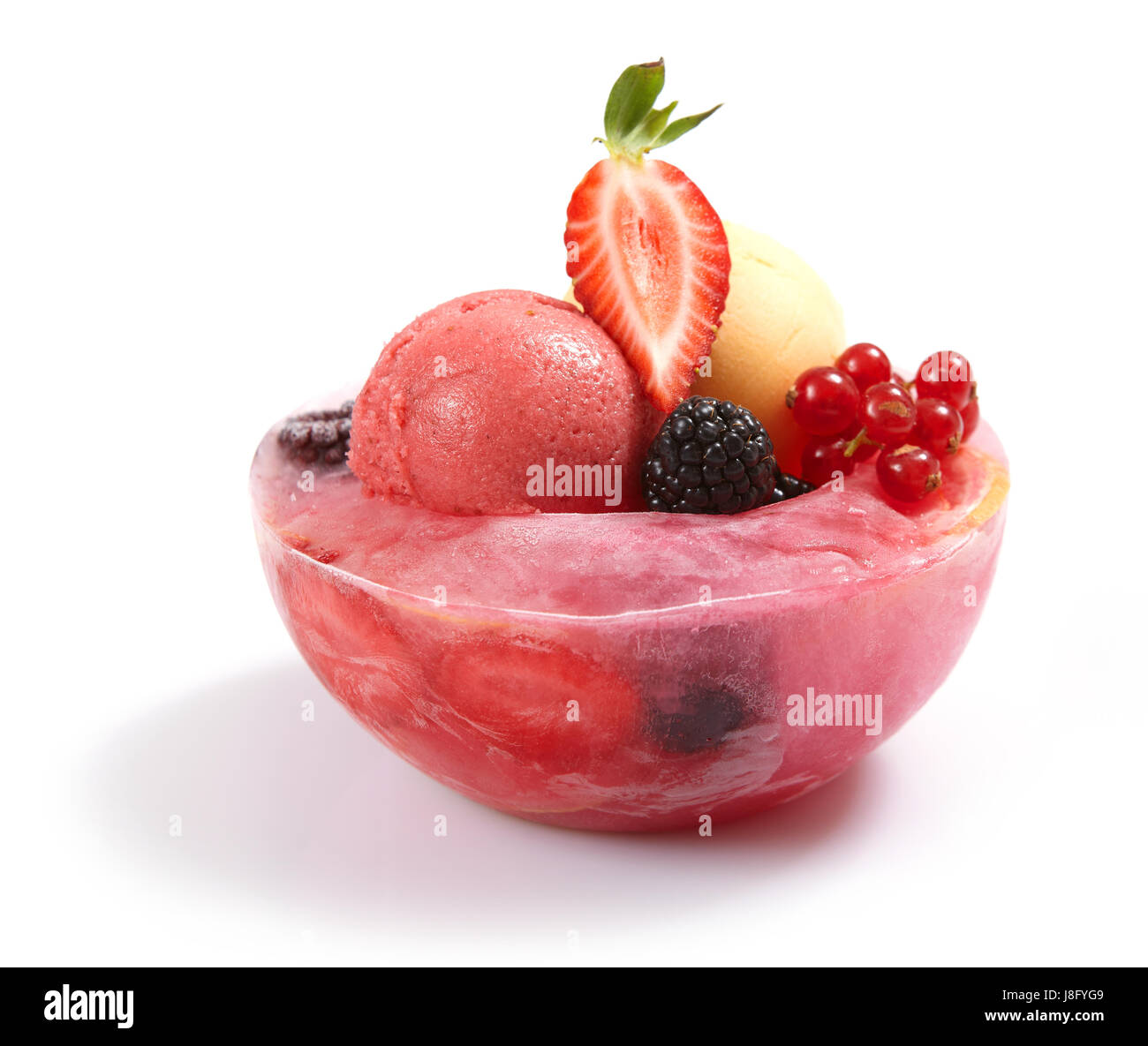 sorbet with fresh berries isolated on white background Stock Photo - Alamy
